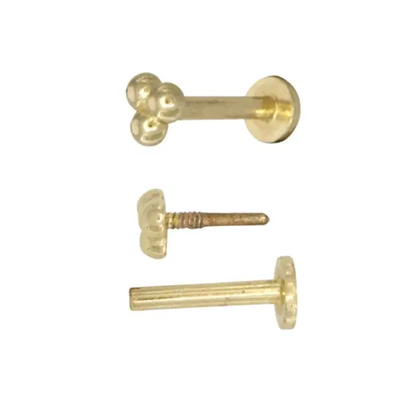 VICSTONENYC FINE JEWELRY 14k Solid Threaded Flat Back Piercing - Gold