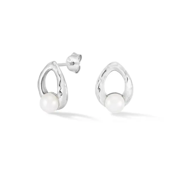 DOWER & HALL Stud Earrings With Pearl - Silver/white