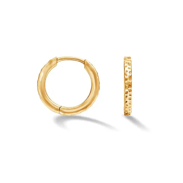 DOWER & HALL Hammered Nomad Huggie Hoop Earrings - Gold