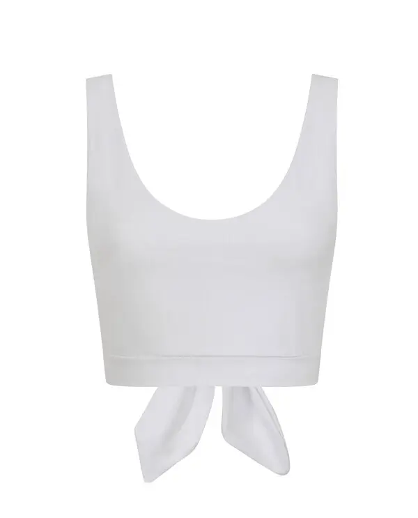 SOPHIE CAMERON DAVIES Floral Lace-back Crop Top - White