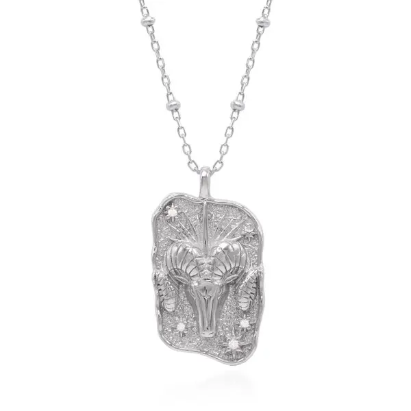 LUNA CHARLES Solara Zodiac Aries Star Sign Necklace - Silver