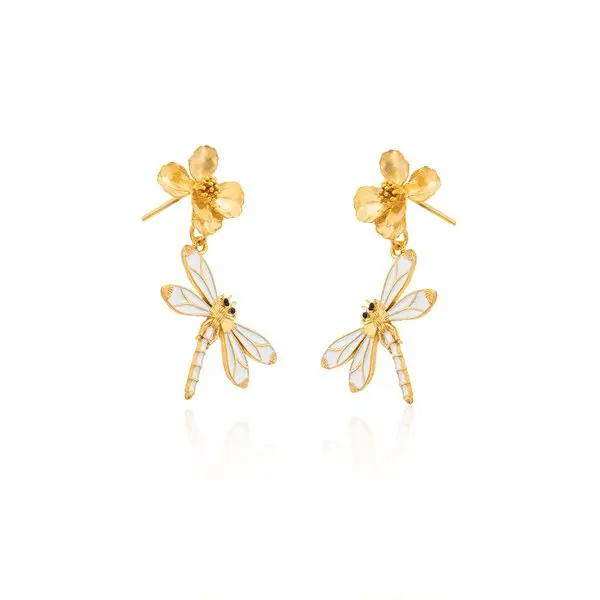 MILOU JEWELRY Dragonfly Drop Earrings - White