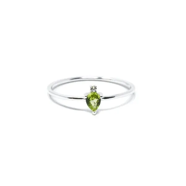 NASI SILVER Pear Atarah Ring Peridot & White Topaz - Green