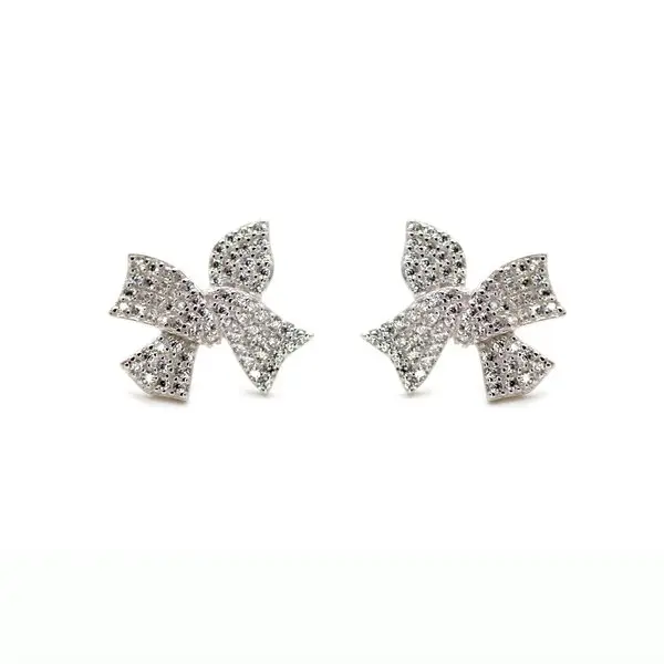 VICSTONENYC FINE JEWELRY Ribbon Stud Sterling Earrings - Silver