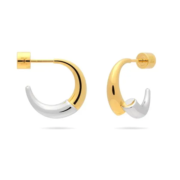 MEULIEN Gold And Silver Bi-color Arc Hoop Earrings - Gold/silver