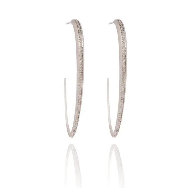 KAIZARIN Sterling Silver Diamond Bali Earrings - Silver/white