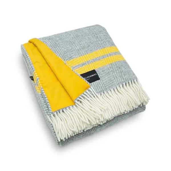 HEATING & PLUMBING LONDON Yellow / Grey Wool Blanket With Waterproof Backing Grey & Yellow - Yellow/grey