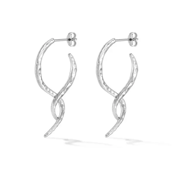 DOWER & HALL Entwined Large Double Twist Hoop Earrings - Silver