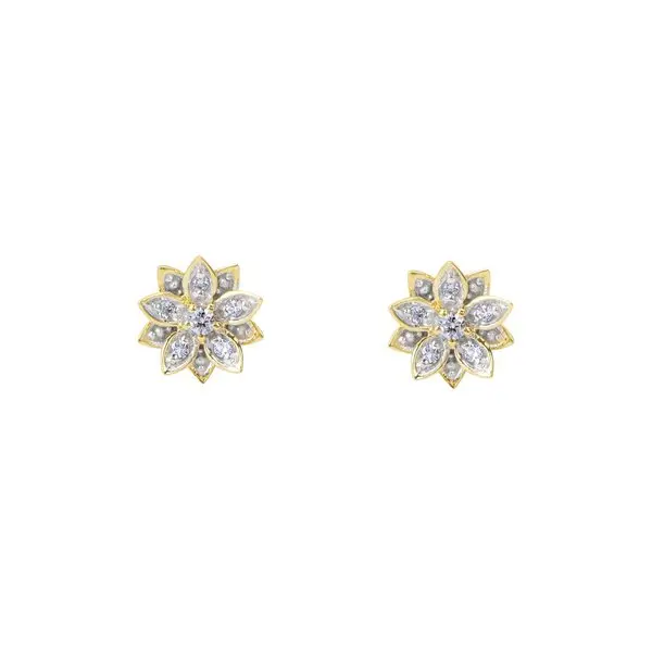 BLOOMTINE | EARTH ANGEL HQ Eternal Bloom™ Diamond Flower Stud Earrings - Gold