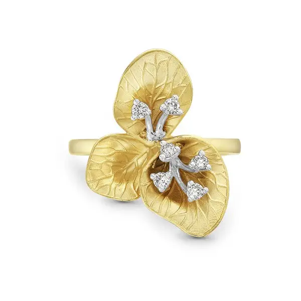 ARTISAN Diamond Floral Ring In 14k Two Tone Gold - White/gold