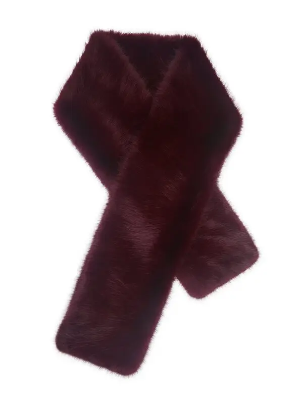 MISS CIRCLE NEW YORK Jazmin Burgundy Multi-wear Faux Fur Scarf - Red