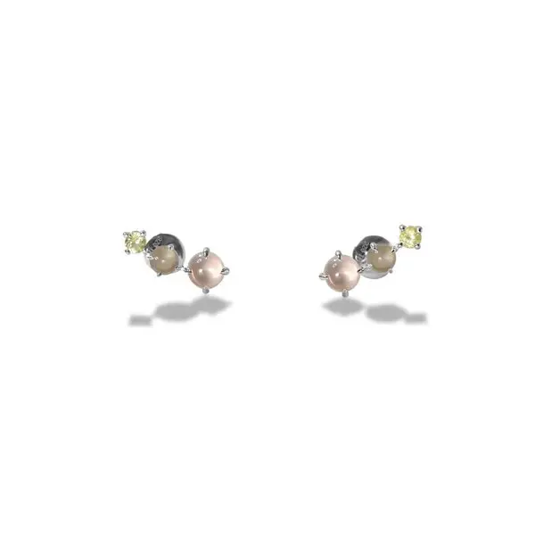 ONI Rose Quartz, Peridot & Moonstone Tri-studs - Silver