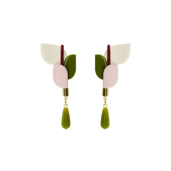 GISSA BICALHO Handmade Acrylic Drop Earrings - Pink