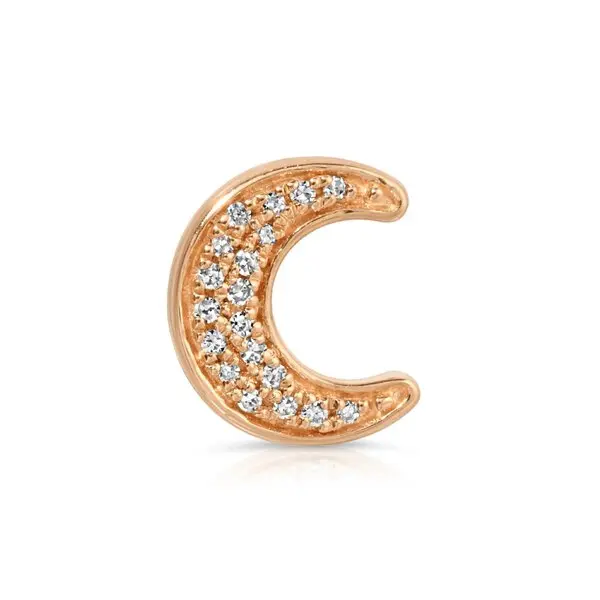 Maya Brenner Designs 14k Gold Diamond Pavé Moon Stud - Rose Gold