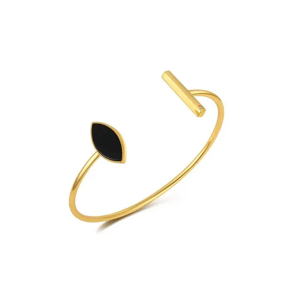 RETRO CHIC Gold / Black Black Eyes Bangle - Gold/black