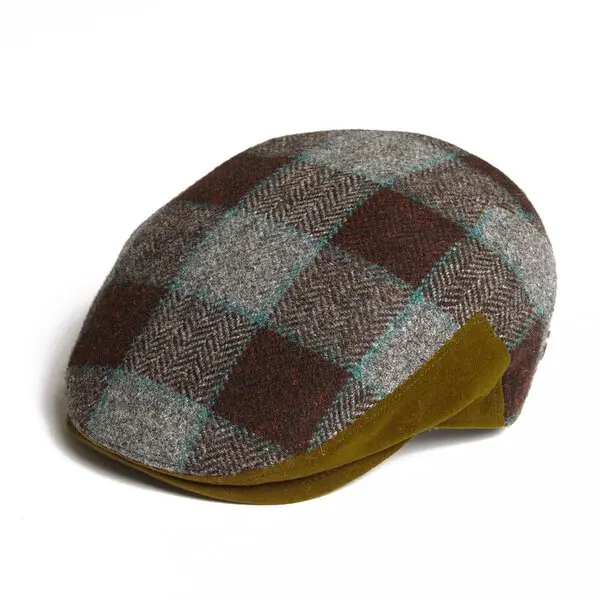 DASMARCA HATS Italian Tweed Flat Cap - Green/brown