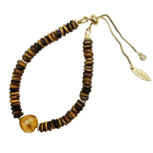 FARRA Tiger-eye With Citrine Adjustable Bracelet - Brown