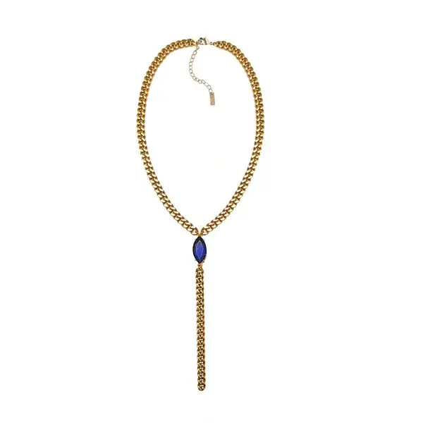 ADRIANA PAPPAS DESIGNS Marquise Lariat Necklace - Blue