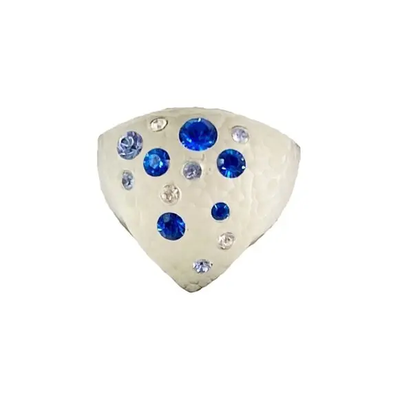 GOLD & HONEY Swarovski Crystal Embellished Triangle Ring - White/blue