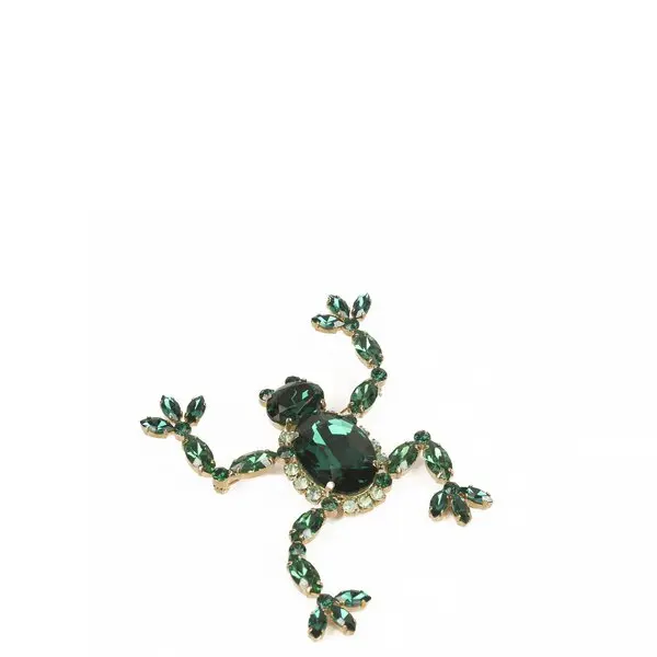 ADDICTED2 Frog Brooch With Crystals - Gold/green