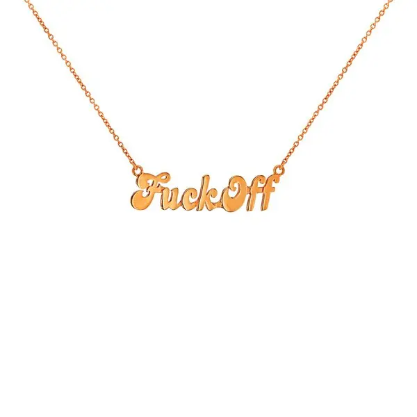 TRUE ROCKS F Off" Necklace - Rose Gold
