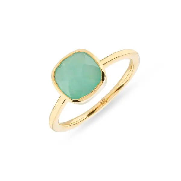 AUREE JEWELLERY Brooklyn Aqua Chalcedony Gold Vermeil Ring - Green