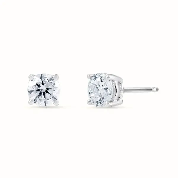 AVIR NEW YORK Solid Gold Round Lab Grown Diamond Stud Earrings - White