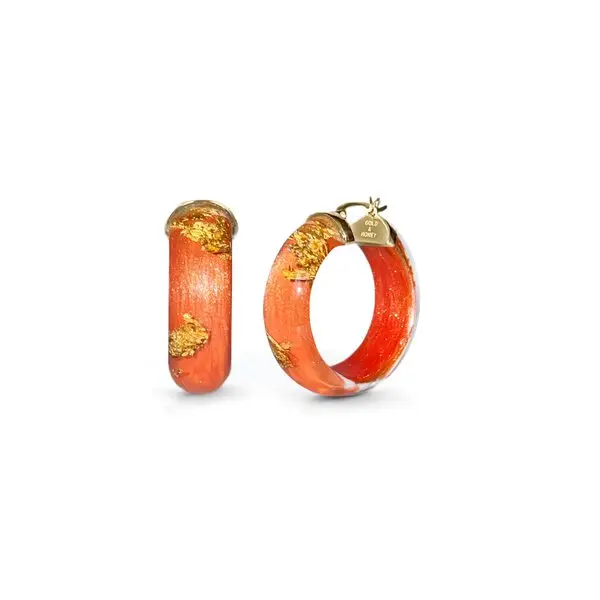 GOLD & HONEY 24k Gold Leaf Huggie Hoop Earrings - Gold/orange