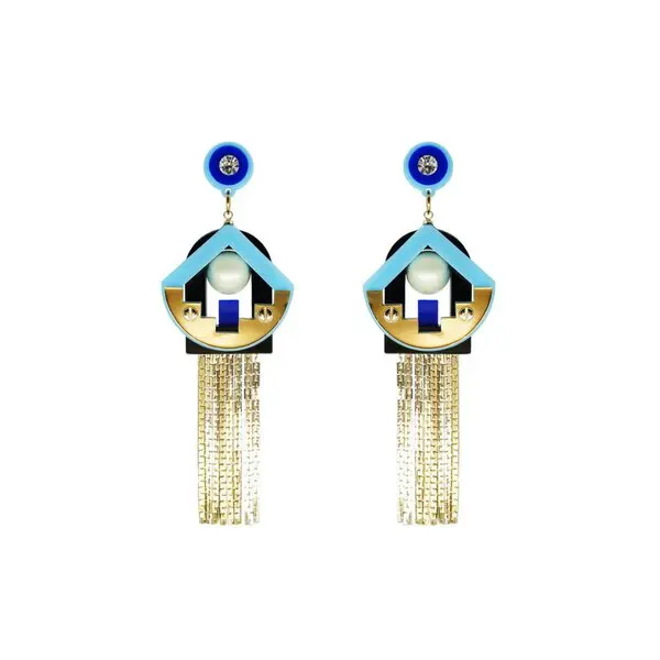 GISSA BICALHO Maya Acrylic Dangle Earrings - Blue