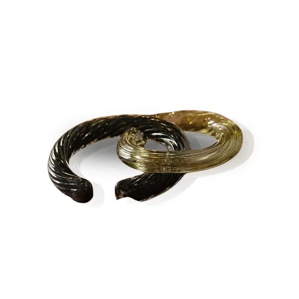 MARLETH Twisted Murano Glass Chain Sculpture – Amber & Smoke - Gold/black