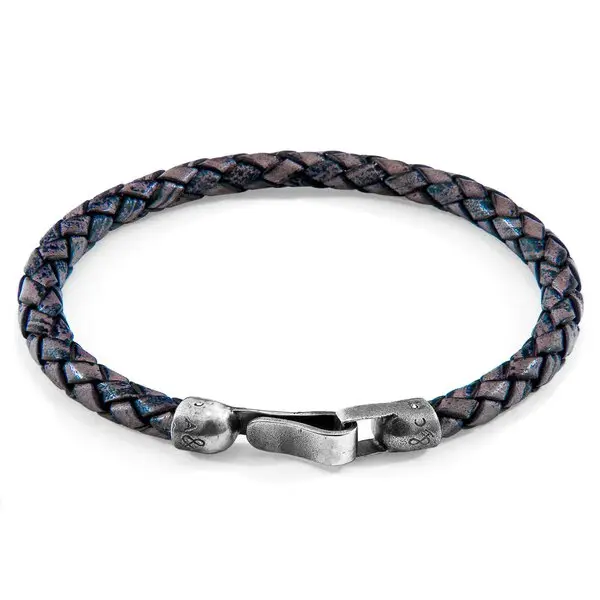 ANCHOR & CREW Indigo Skye Braided Leather Bracelet - Blue