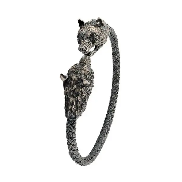 EBRU JEWELRY Twin Wolf Sterling Bracelet - Silver