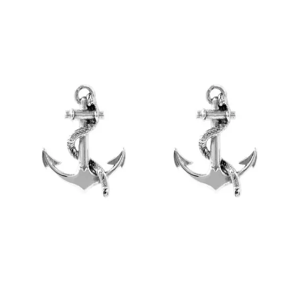 LEE RENEE Anchor Stud Earrings - Silver