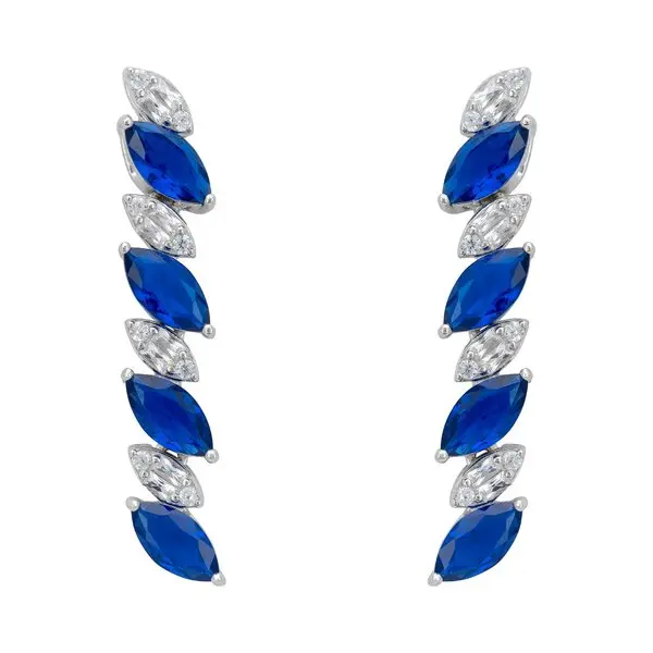 LATELITA Viscountess Tennis Drop Earrings With Sapphire And Simulated Diamonds - Blue/silver/white