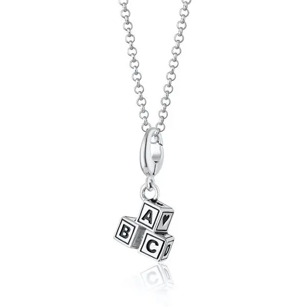 LILY CHARMED Silver Abc Building Block Charm Necklace - Silver/black