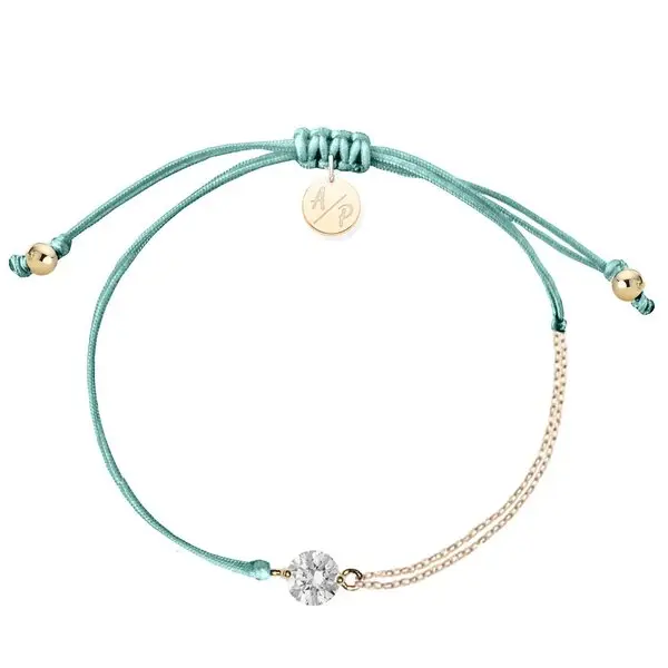 ADRIANA PAPPAS DESIGNS Cz Solitaire Bracelet On Colored Cord - Blue
