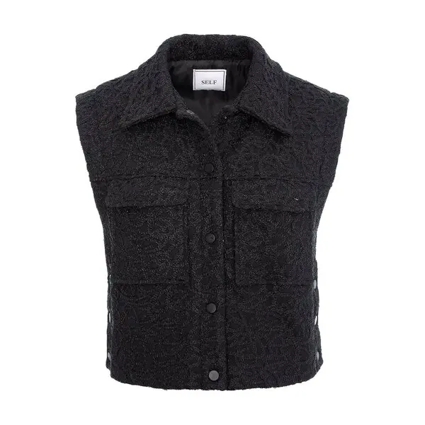 CONCEPT A TROIS Sleeveless Textured Vest With Embroidery