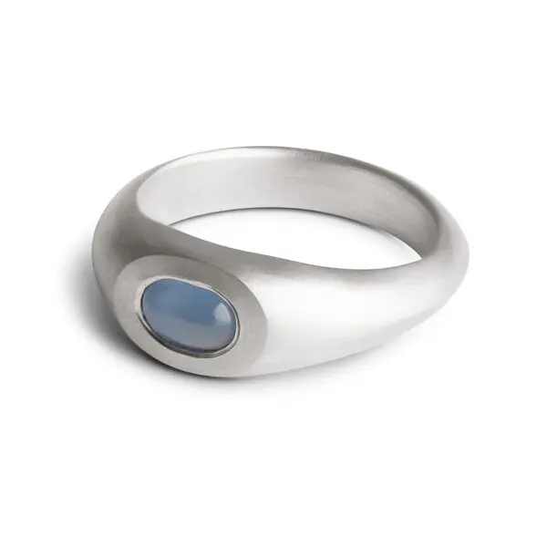 KASUN LONDON Signet Ring With Blue Spinel - Silver