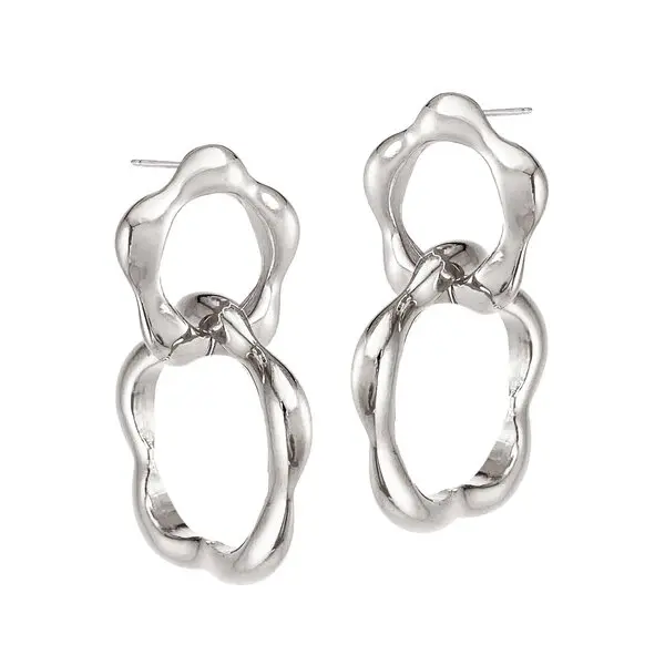 BIKO Wildflower Double Drop Earrings - Silver