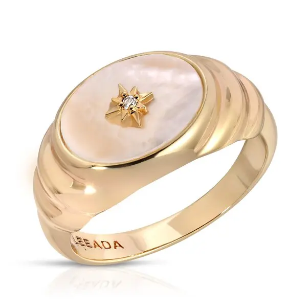 LEEADA JEWELRY Aurora Pearl Signet Ring - Orange