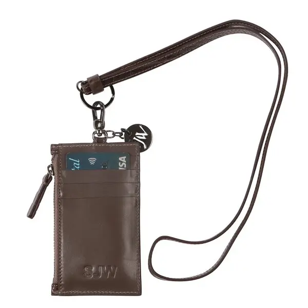 SJW BAGS LONDON Nicky Leather Neck Wallet In Dark Chocolate - Brown