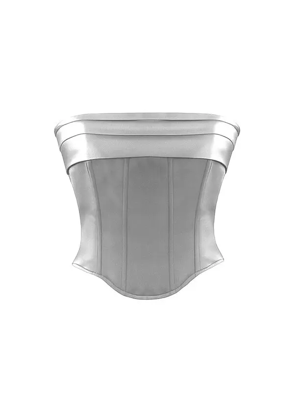 NAZLI CEREN Bridget Satin Corset In Lining - Silver