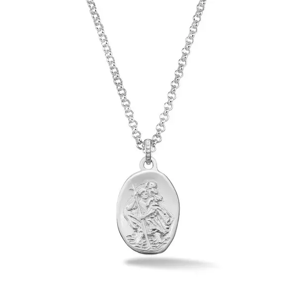 DOWER & HALL St. Christopher Talisman Necklace In Sterling - Silver