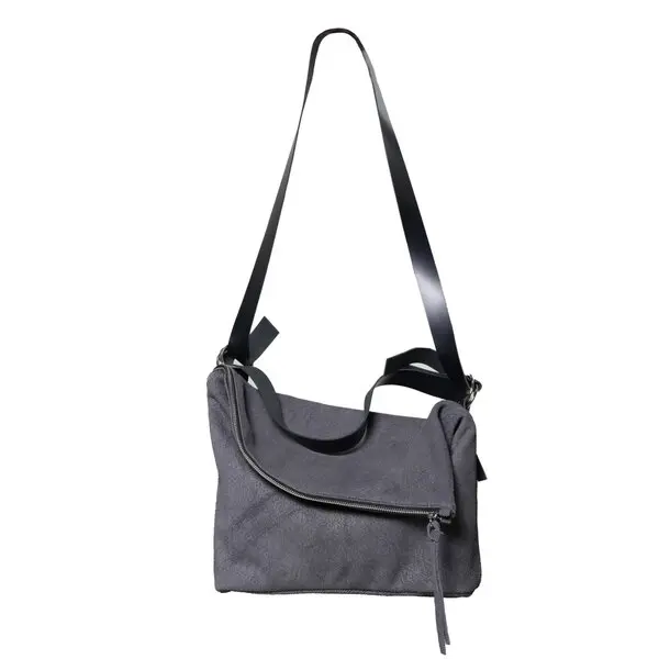 METAMORPHOZA Structured Leather Crossbody Bag - Grey