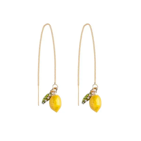 MY LITTLE NATURE Gold-plated Lemon Charm Threader Earrings - Gold/yellow