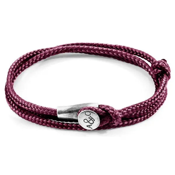 ANCHOR & CREW Dundee Silver & Rope Bracelet - Pink
