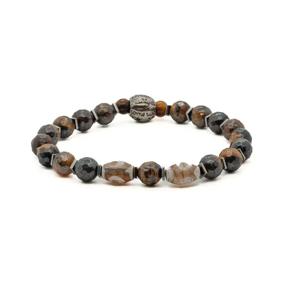 EBRU JEWELRY Amor Beaded Bracelet - Brown/silver