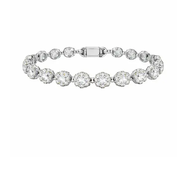 MAISON DE GALA Floral Crystal Tennis Bracelet - Silver