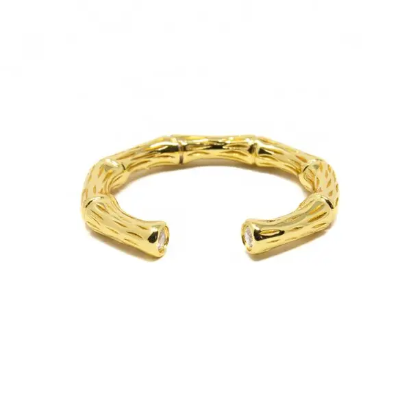 NASI SILVER Bamboo Adjustable Stacking Topaz Ring - White