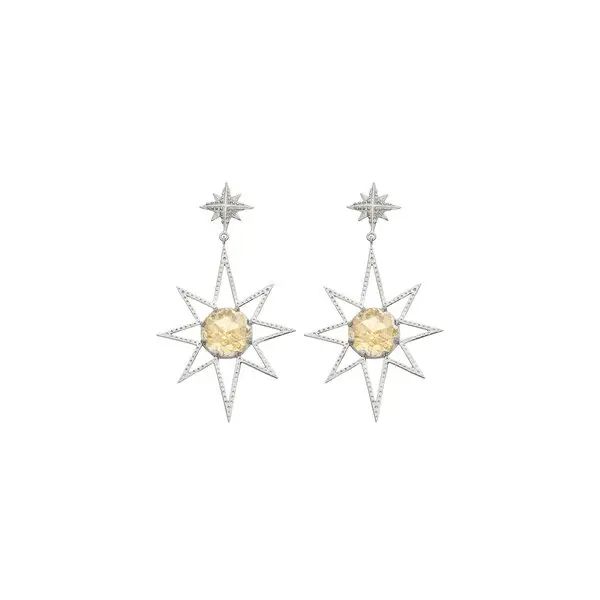 ZOË & MORGAN Zoe And Morgan Sunburst Lemon Quartz Earrings - Silver